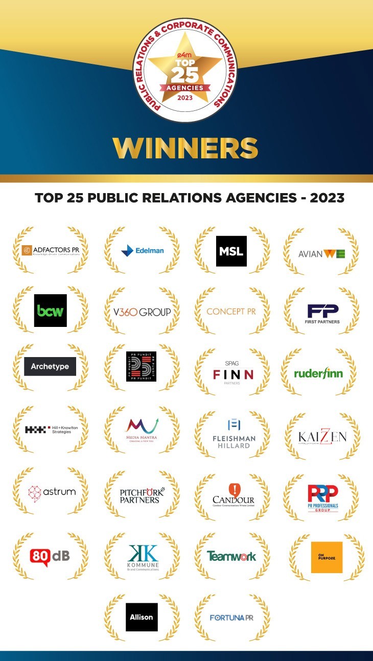 e4m unveils list of ‘Top 25 PR Agencies 2023’