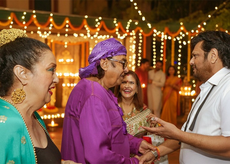 Actor Ranjeet with wife Aloka Bedi, Kaanchan Adhikari and Markand Adhikari